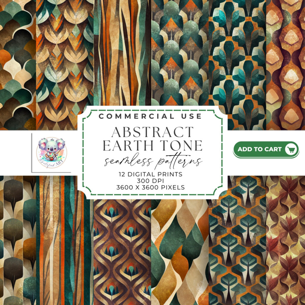 GeoNature: 12 Seamless Earth Tone Patterns - High-Res - Koalafied Art